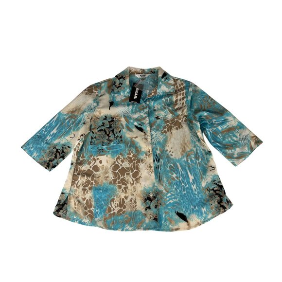 Alia | Tops | Nwt Alia Animal Print Crinkle Button Up Blouse Women 8p ...